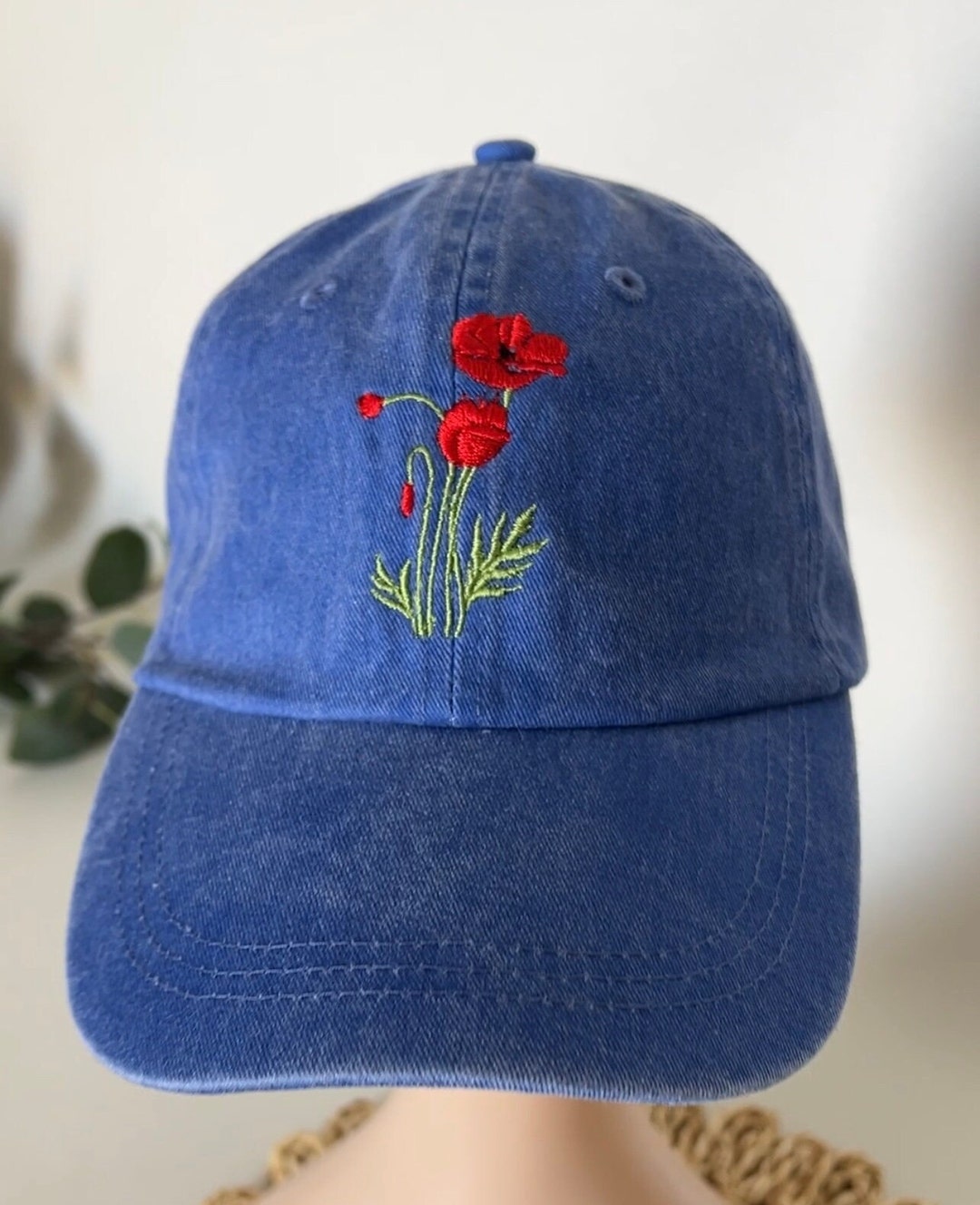 Flower Hat, Custom Embroidered Hat , Poppy Flower Hat , Embroidery Logo ...