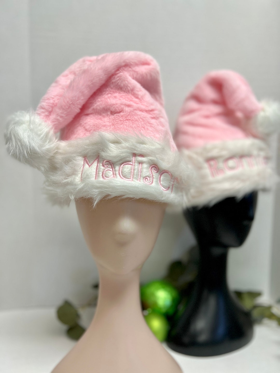 Custom Pink* Santa Hat, Personalized Santa Hat, Adult Embroidered Santa ...