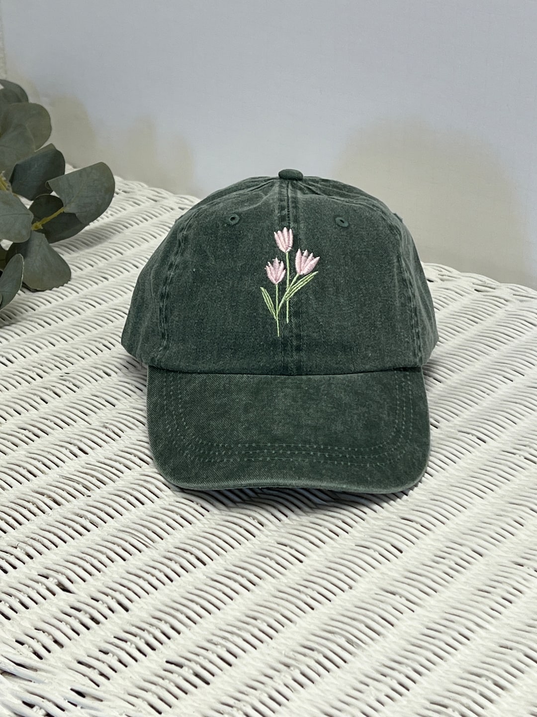 Flower Hat, Custom Embroidered Hat , Tulip Flower Hat , Embroidery Logo ...