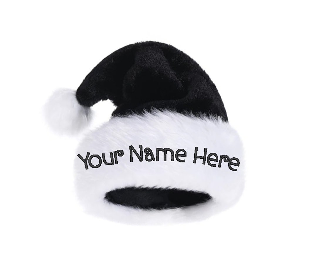 Custom Black Santa Hat, Personalized Santa Hat, Adult Embroidered Santa ...