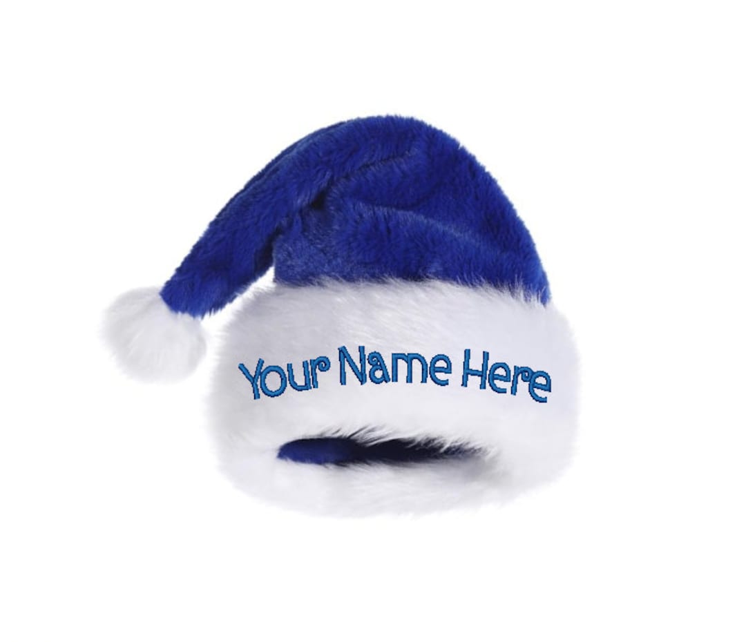 Custom Blue Santa Hat, Personalized Santa Hat, Adult Embroidered Santa ...