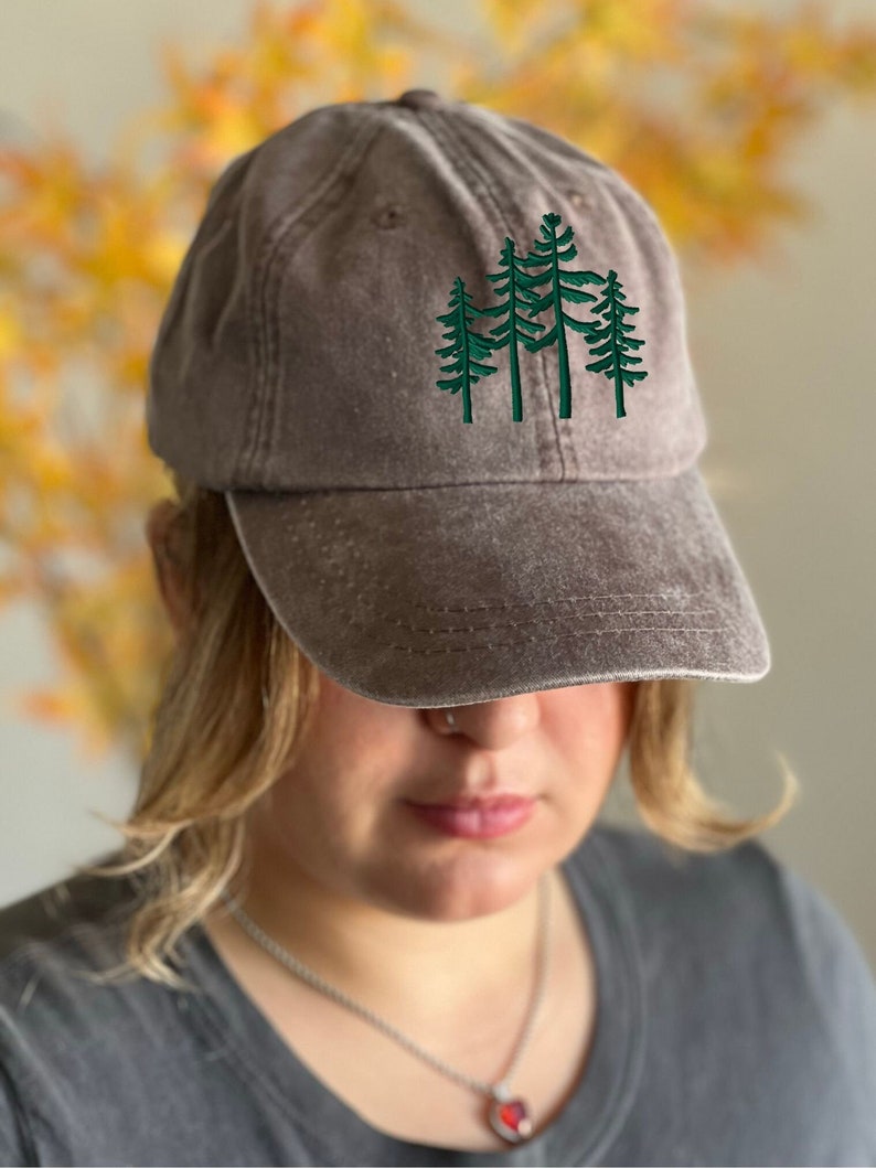 Pine Tree Hat Custom Embroidered Hat Brown Pine Tree Hat - Etsy