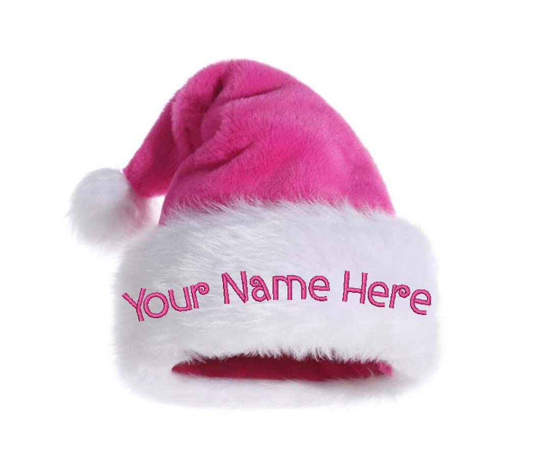 Custom Hot Pink Santa Hat, Personalized Santa Hat, Adult Embroidered ...