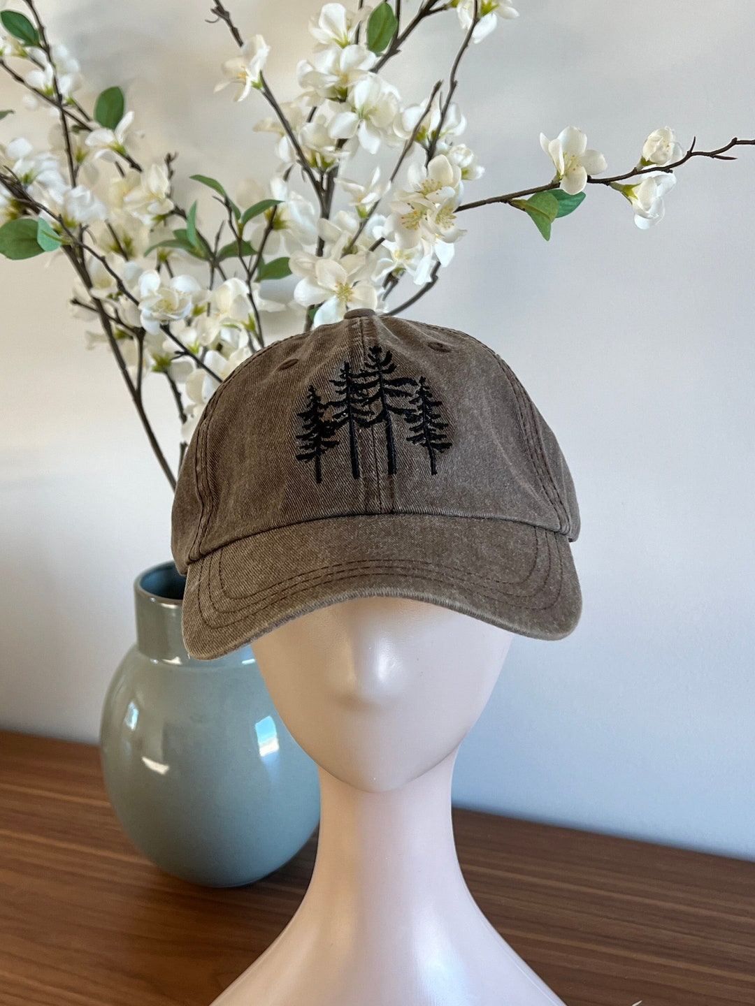Pine Tree Hat, Custom Embroidered Hat , Fall Pine Tree Hat , Embroidery ...