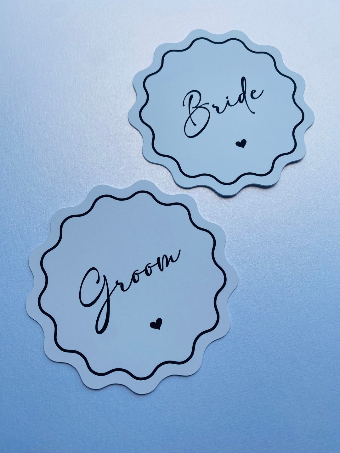 Circular Wavy Placecards Round Scalloped Edge, Wedding Bridal Shower ...