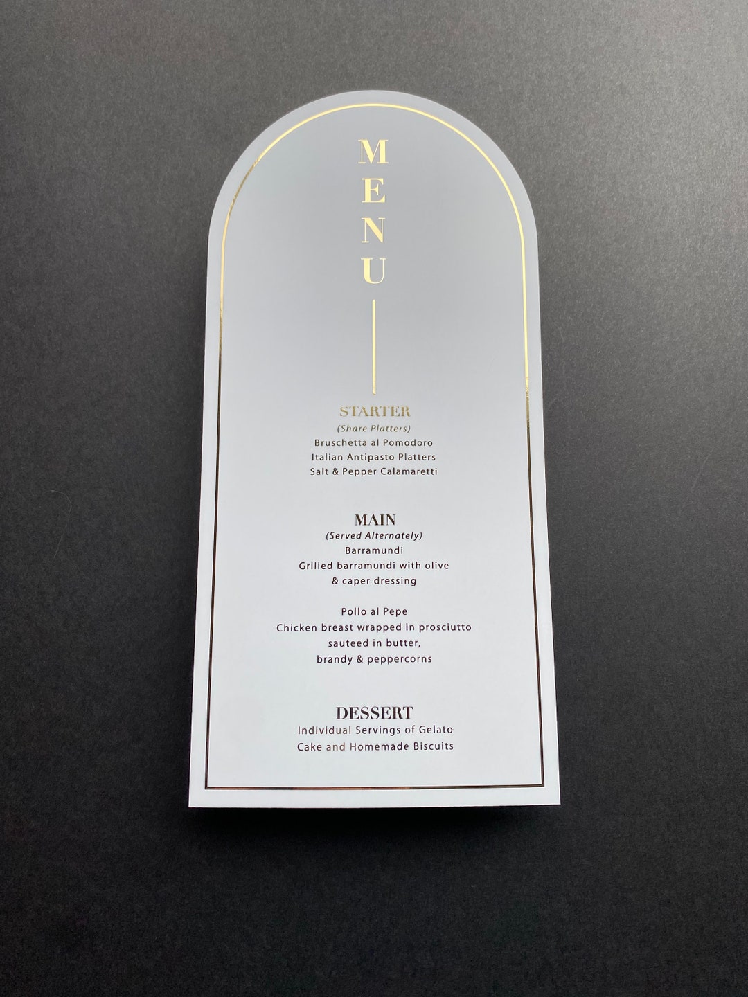Foil Arch Table Menu, Foil Bridal Shower Menus, Personalised Wedding ...