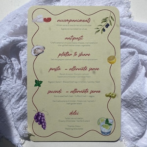 Modern Wave Border Table Menu | Wedding Menu Italy Mediterranean Vibe ...