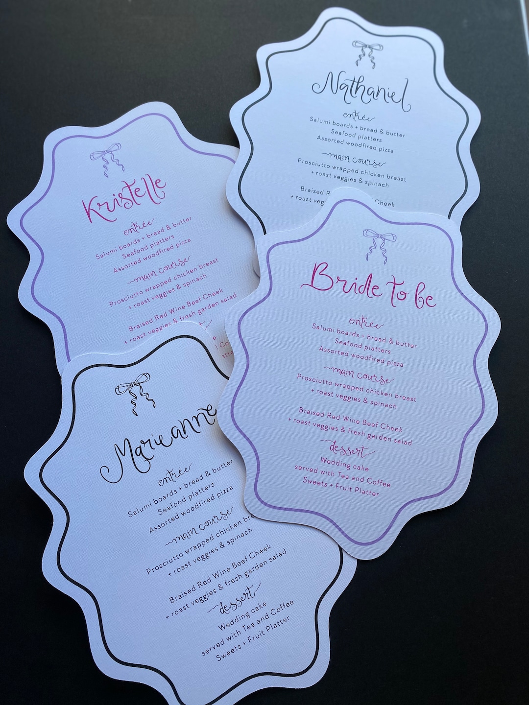 Wave Oval Wedding Table Menu, Wedding Menus Place Cards - Personalised ...