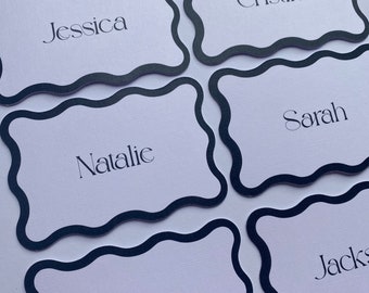Wave Shape, Wavy Place Cards, Wedding Bridal Shower Wavy Edge Name Card ...