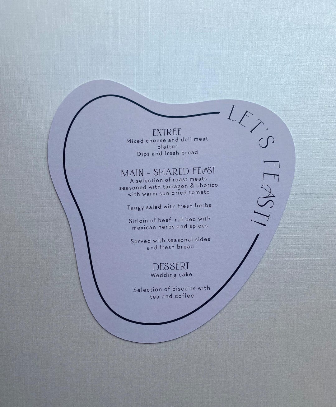 Pebble Shape Table Menu, Bridal Shower Menus, Place Cards ...