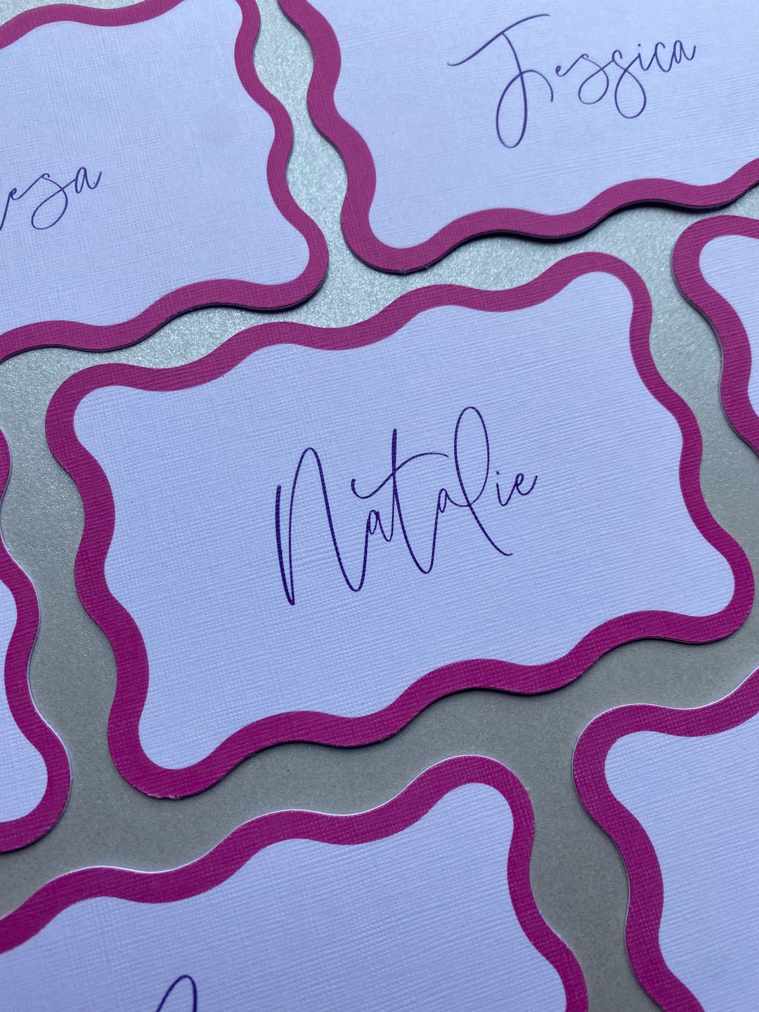 Wave Shape, Wavy Place Cards, Wedding Bridal Shower Wavy Edge Name Card ...