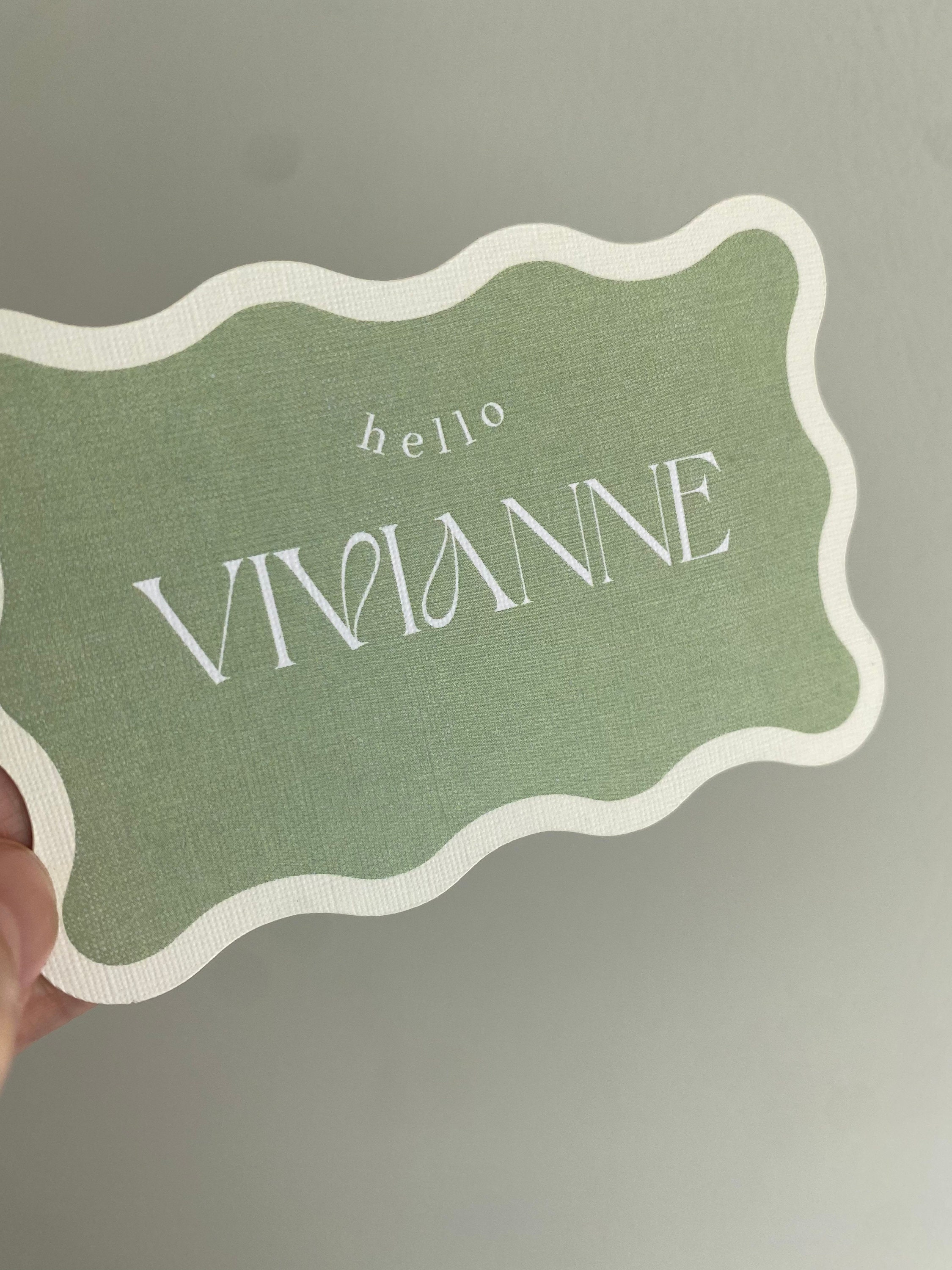 Wave Shape, Wavy Place Cards, Wedding Bridal Shower Wavy Edge Name Card ...