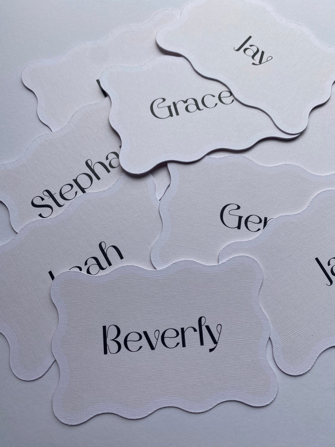 Wave Shape, Wavy Place Cards, Wedding Bridal Shower Wavy Edge Name Card ...