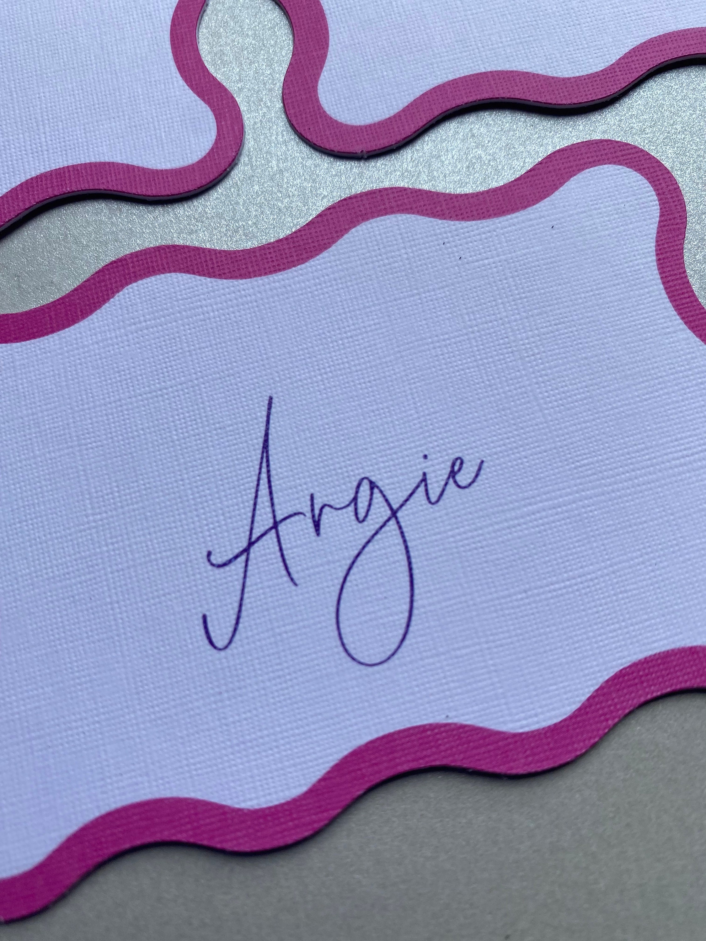 Wave Shape, Wavy Place Cards, Wedding Bridal Shower Wavy Edge Name Card ...