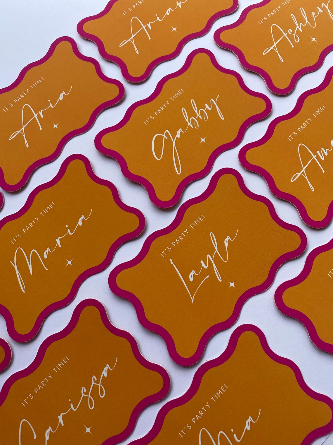 Wave Shape, Wavy Place Cards, Wedding Bridal Shower Wavy Edge Name Card ...