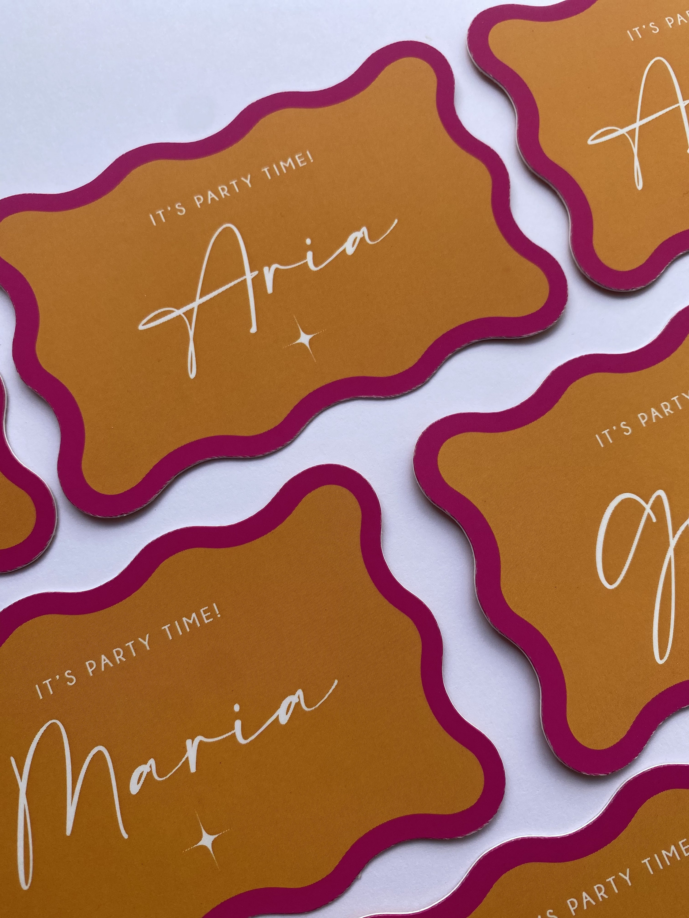 Wave Shape, Wavy Place Cards, Wedding Bridal Shower Wavy Edge Name Card ...
