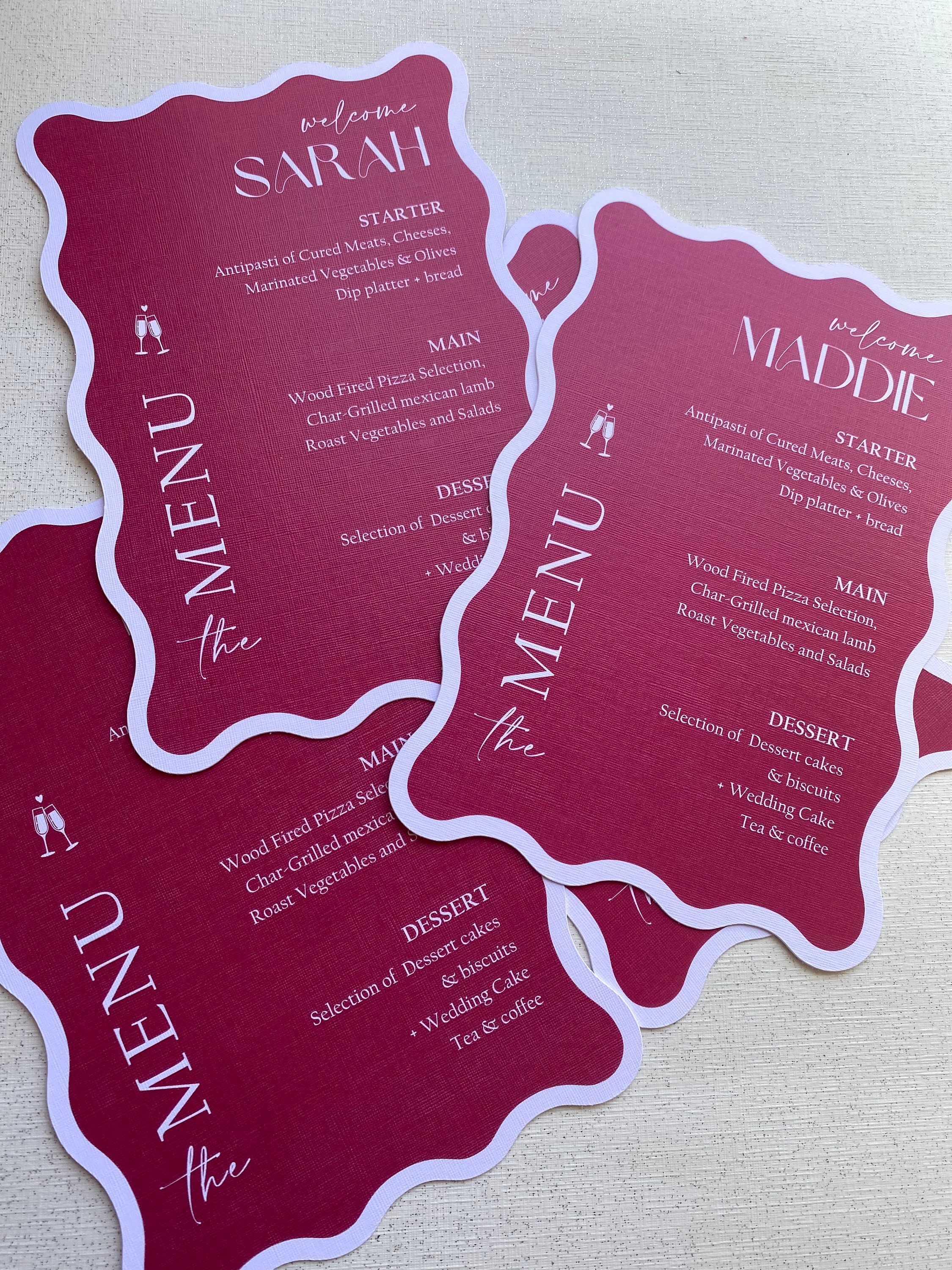 Wave Wedding Table Menu, Wedding Menus Place Cards Personalised Wedding ...