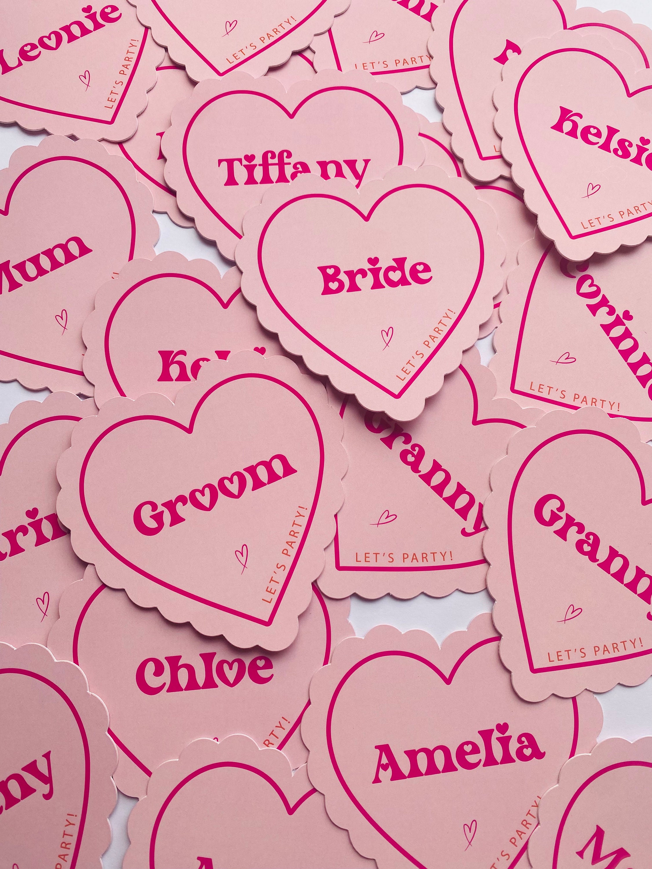 Love Heart Shape Place Cards | Bridal Shower Coaster | Wedding Place ...
