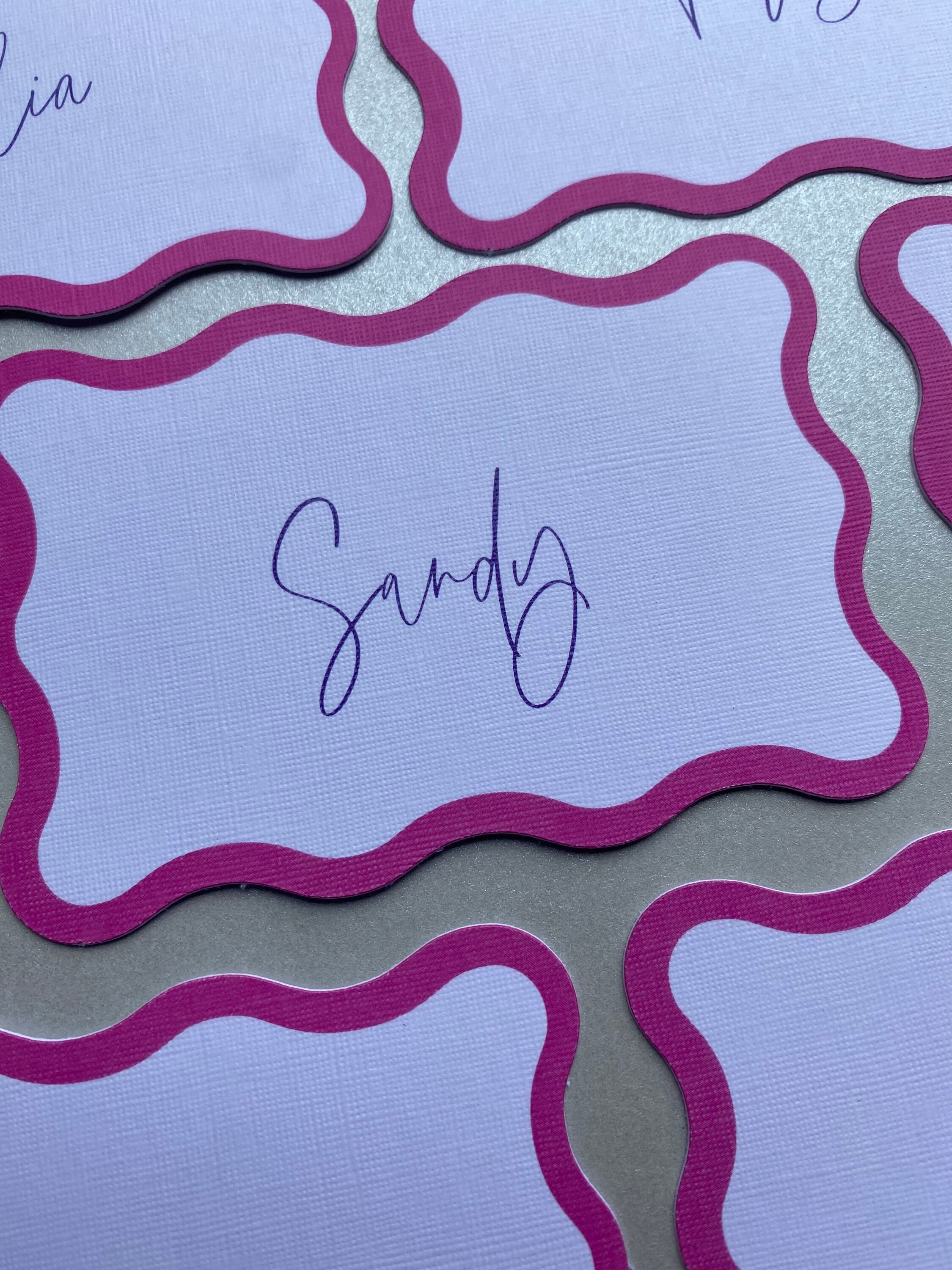 Wave Shape, Wavy Place Cards, Wedding Bridal Shower Wavy Edge Name Card ...