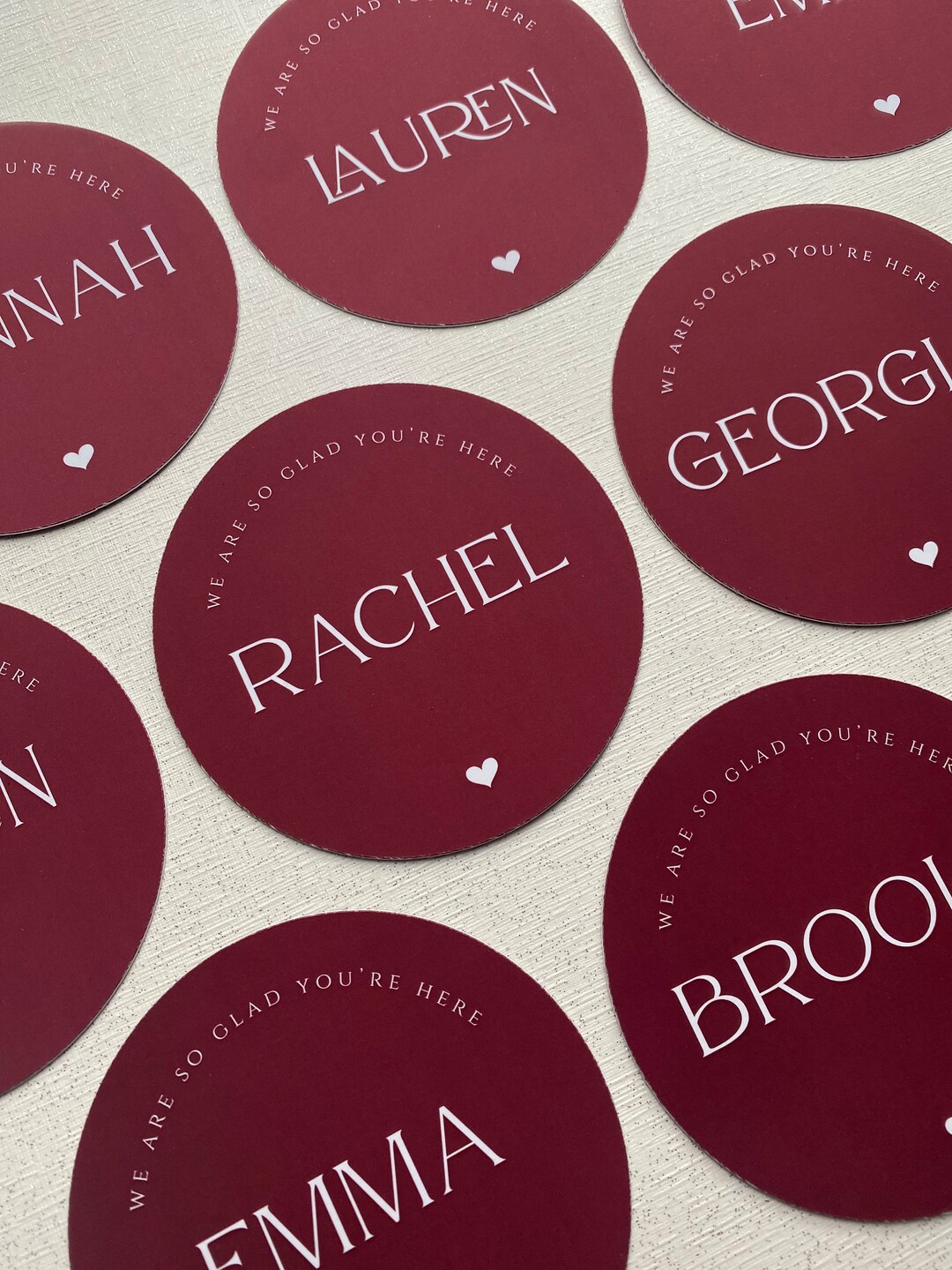 Bridal Shower Place Cards | Circle Coasters | Wedding Bridal Name Card ...