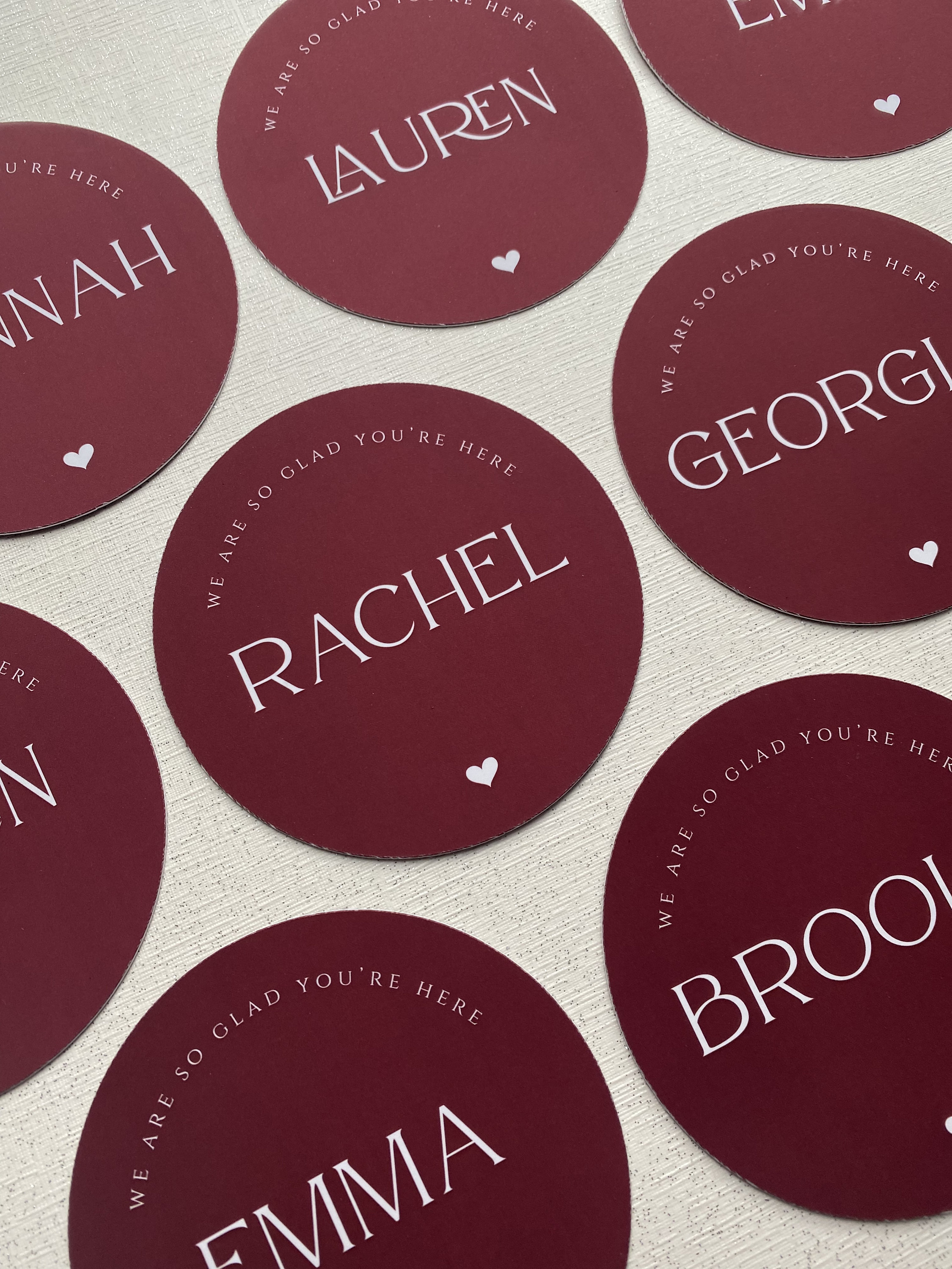 Bridal Shower Place Cards | Circle Coasters | Wedding Bridal Name Card ...