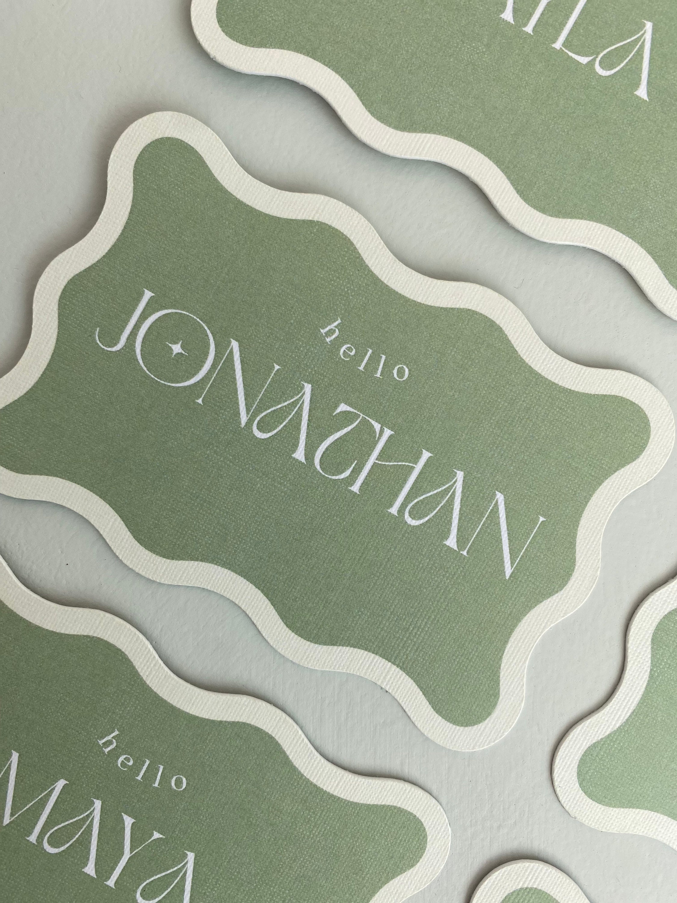 Wave Shape, Wavy Place Cards, Wedding Bridal Shower Wavy Edge Name Card ...