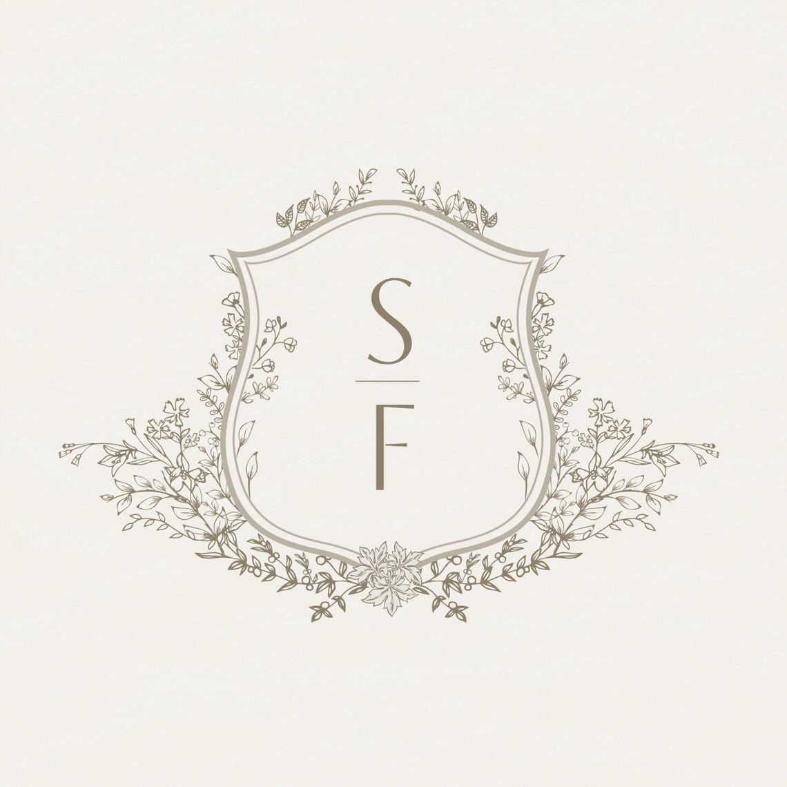 Custom Floral Wedding Crest With Initials - Etsy