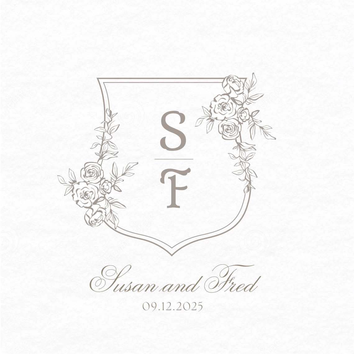 Floral Wedding Crest With Initials | Digital Download Monogram - Etsy