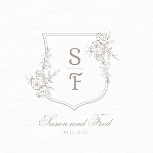 Floral Wedding Crest With Initials | Digital Download Monogram - Etsy