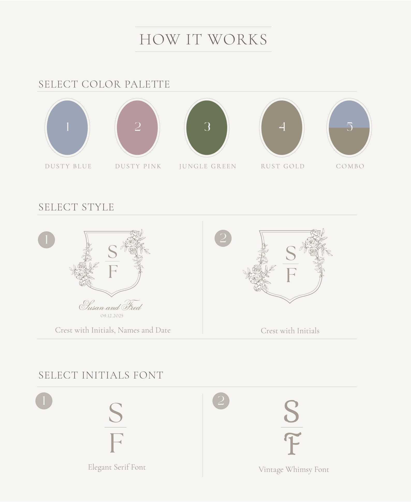 Floral Wedding Crest With Initials | Digital Download Monogram - Etsy
