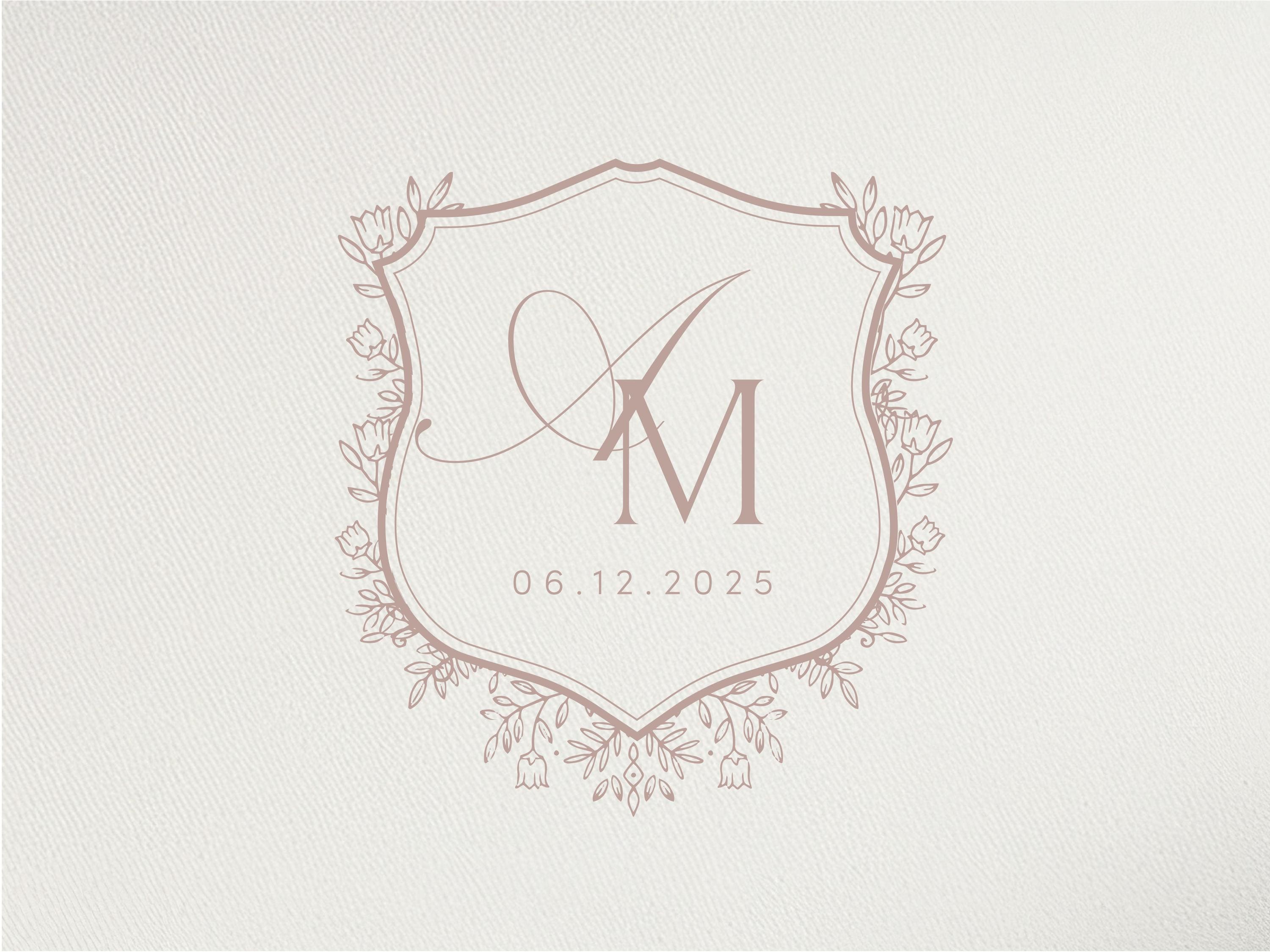 Vintage Monogram Wedding Crest With Initials | Digital Download Wedding ...
