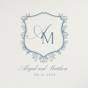 Vintage Monogram Wedding Crest With Initials | Digital Download Wedding ...