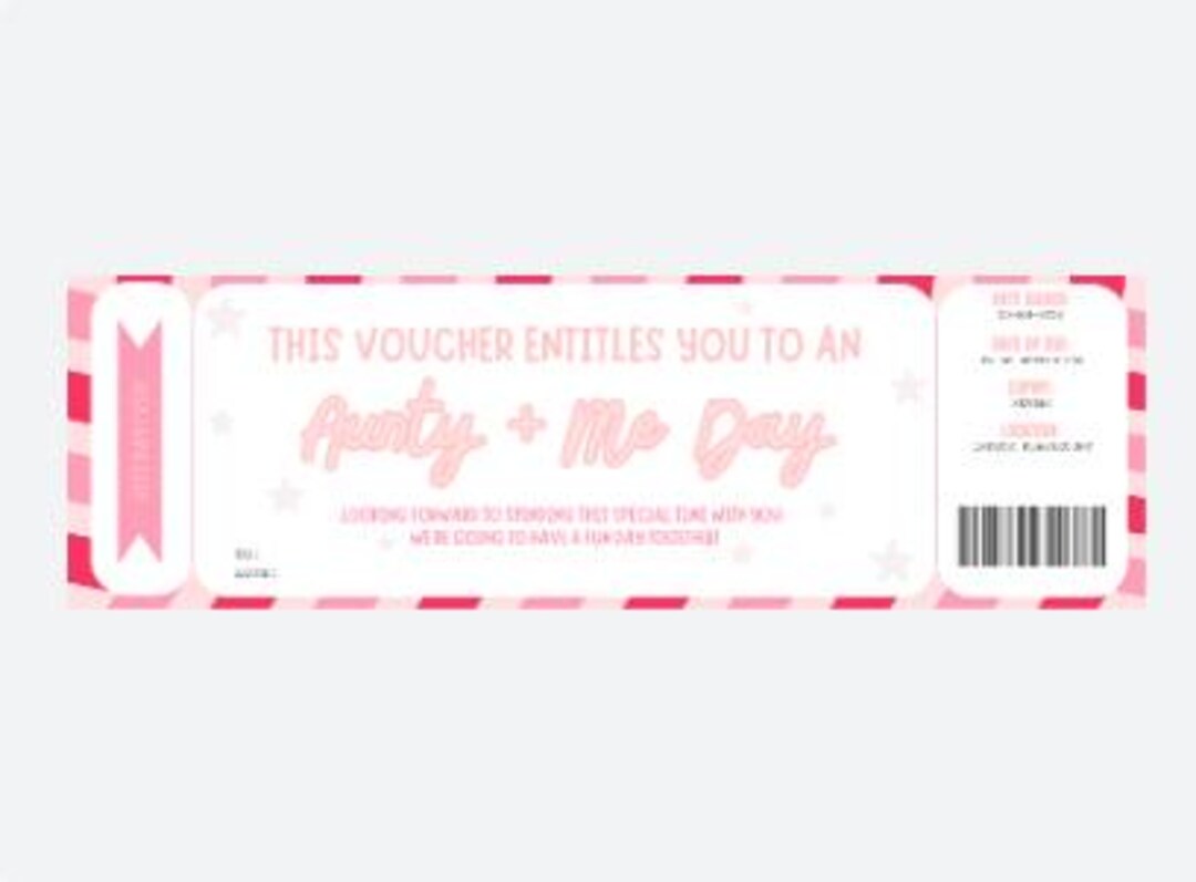 Aunty & Me Day, Fun Day Ticket Editable Template, Surprise Day of Fun ...