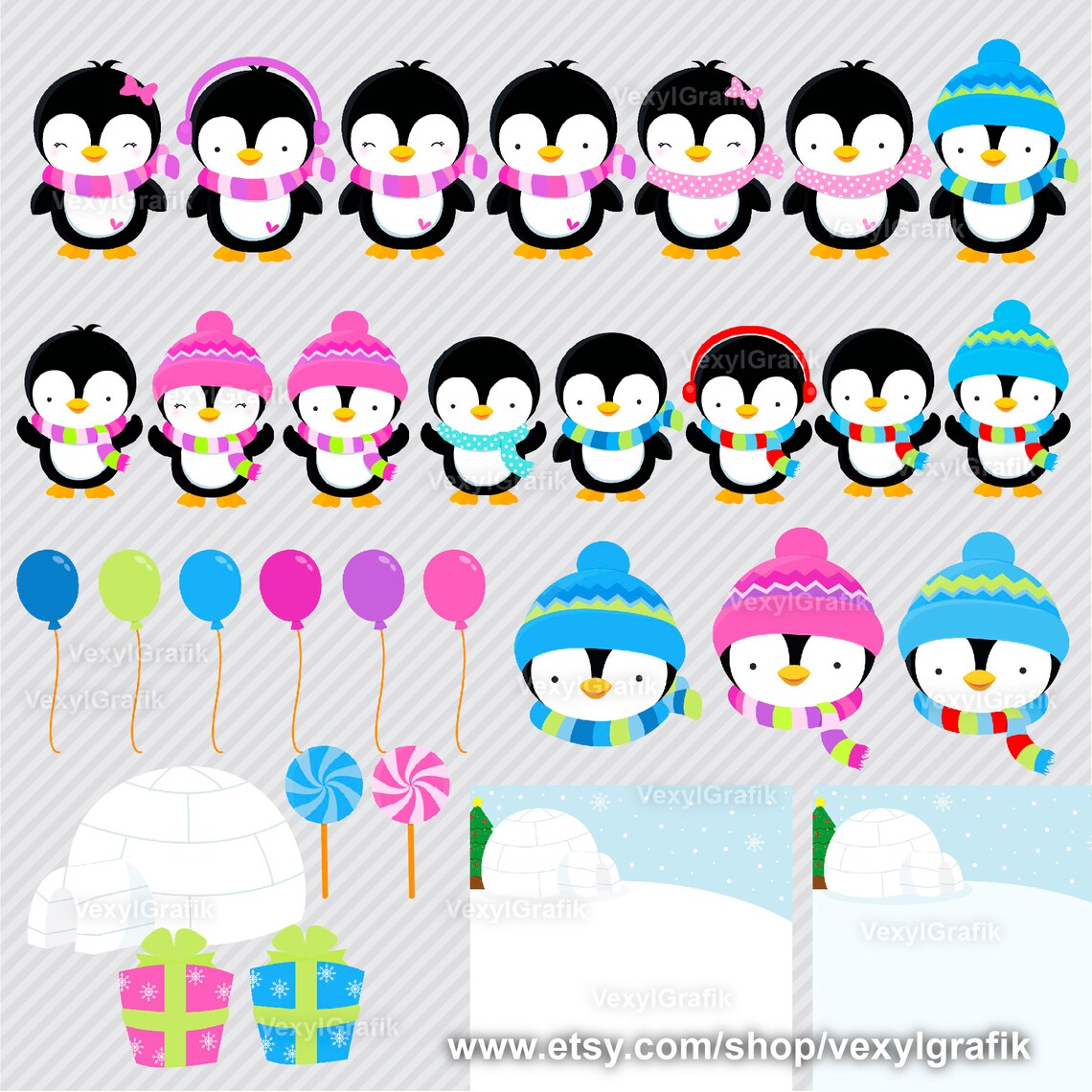 Penguin Clipart, Instant Download PNG Files - 300 Dpi, Baby Shower ...