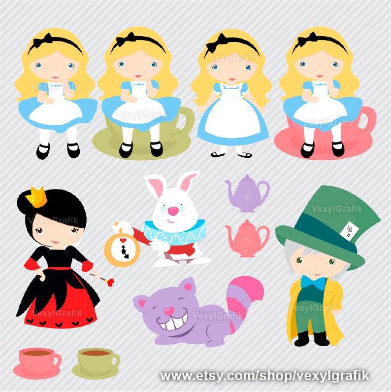 Alice Clipart Instant Download PNG Files - 300 Dpi, Alice Digital Alice ...