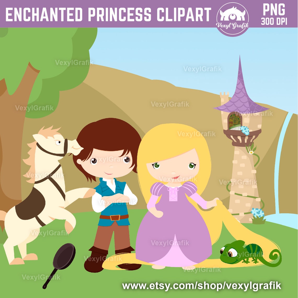 Princess Tower Clipart, Instant Download PNG Files - 300 Dpi, Baby ...