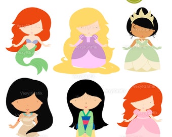Princess 2 Clipart, Instant Download PNG Files 300 Dpi, Baby Shower ...