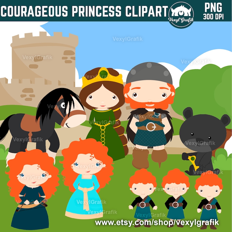 Merida Clipart, Instant Download PNG Files - 300 Dpi, Baby Shower ...