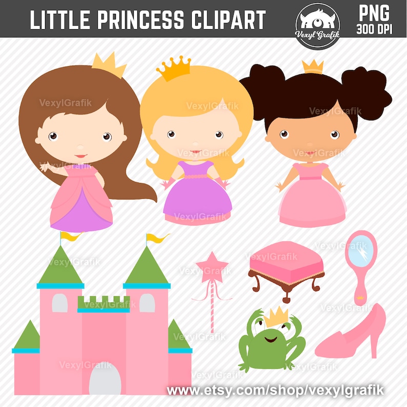 Little Princess Clipart, Instant Download PNG Files - 300 Dpi, Baby ...