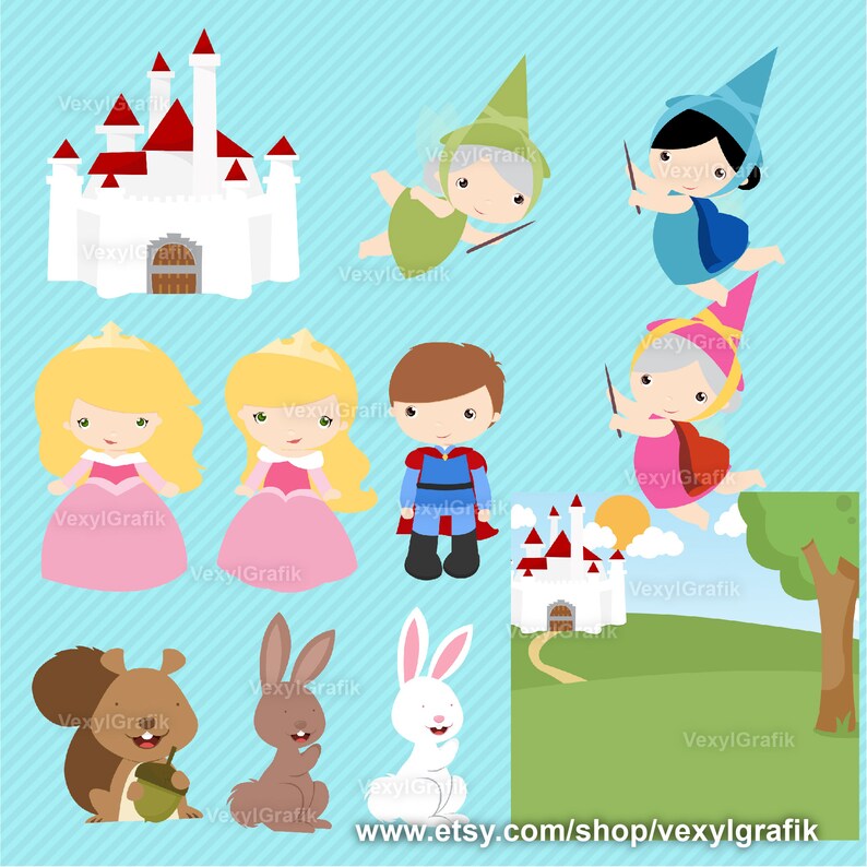 Sleeping Beauty Clipart, Instant Download PNG Files - 300 Dpi, Baby ...