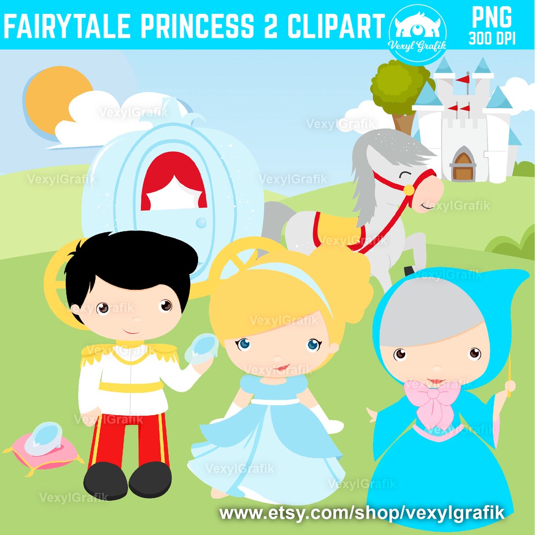 Blue Princess Clipart, Instant Download PNG Files - 300 Dpi, Baby ...