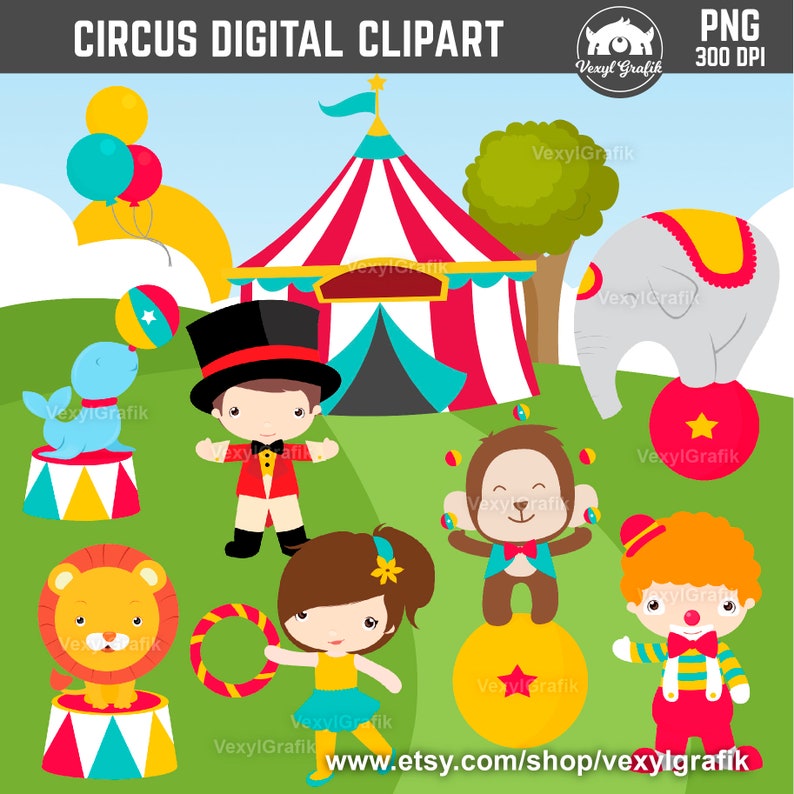 Circus Clipart, Instant Download PNG Files - 300 Dpi, Baby Shower ...