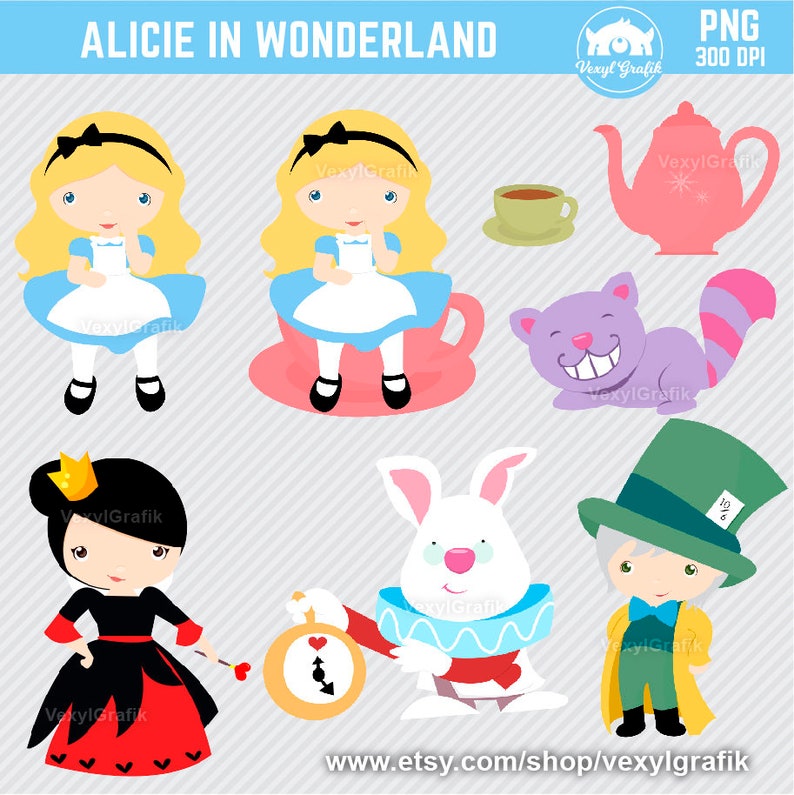 Alice Clipart Instant Download PNG Files - 300 Dpi, Alice Digital Alice ...