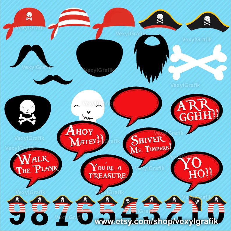 Pirates Party Clipart, Instant Download PNG Files - 300 Dpi, Baby ...