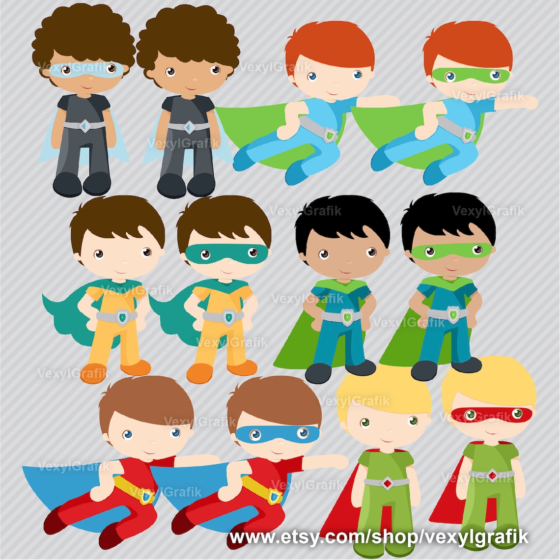 Superhero Boys Clipart Instant Download PNG Files 300 Dpi - Etsy