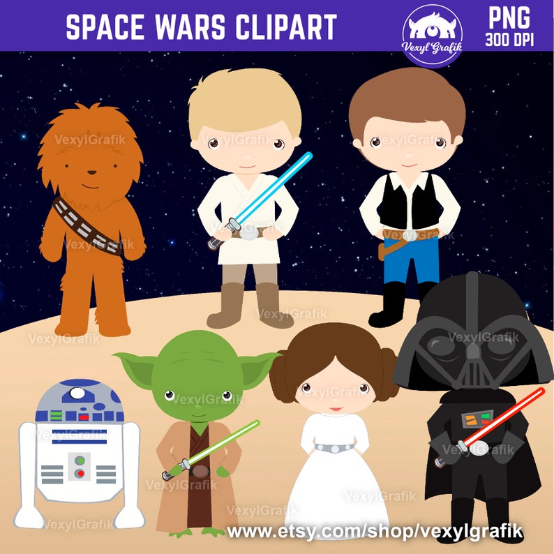 Space Clipart, Instant Download PNG Files - 300 Dpi, Baby Shower ...