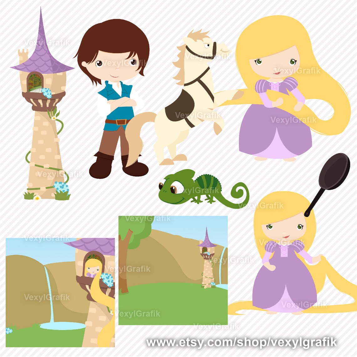 Princess Tower Clipart, Instant Download PNG Files - 300 Dpi, Baby ...