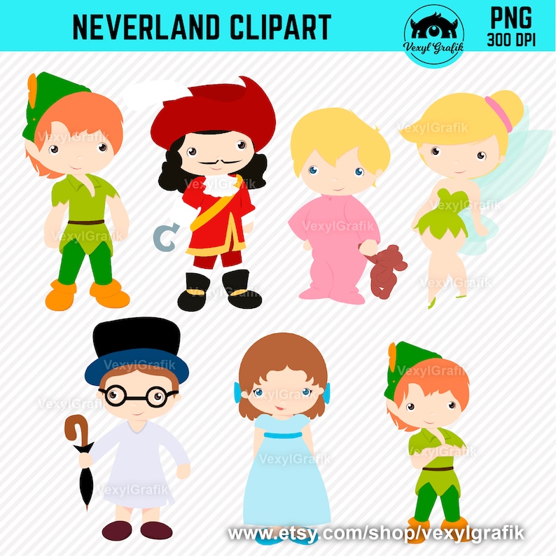 Neverland Clipart, Instant Download PNG Files - 300 Dpi, Baby Shower ...
