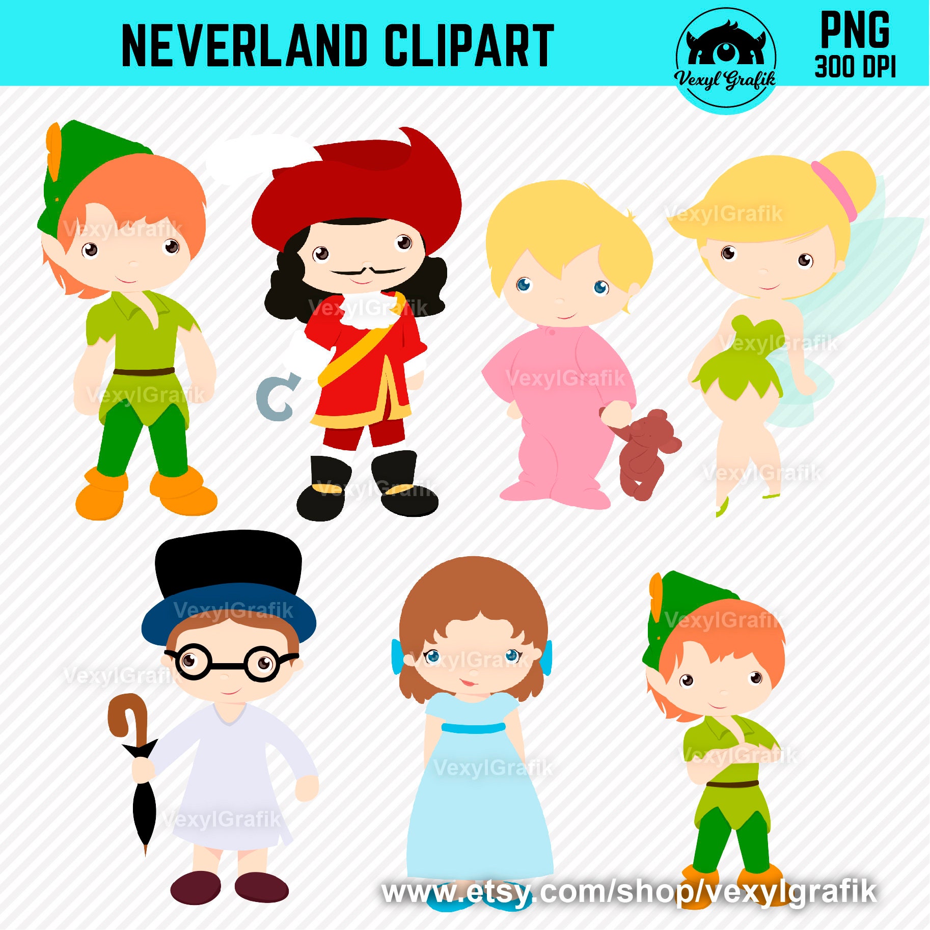 Neverland Clipart, Instant Download PNG Files - 300 Dpi, Baby Shower ...