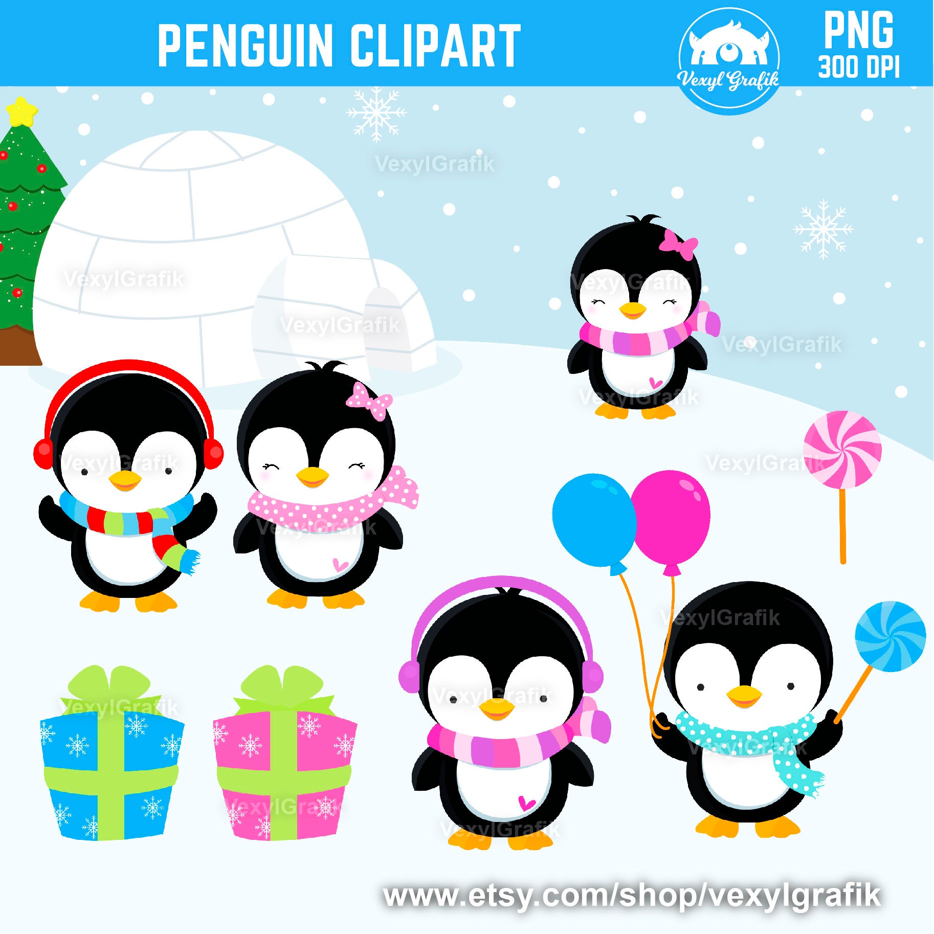 Penguin Clipart, Instant Download PNG Files - 300 Dpi, Baby Shower ...